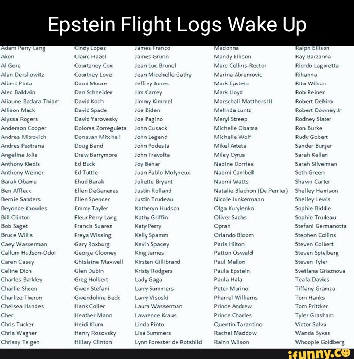 Epstein Flight Logs Wake Up Pery Al Gore Alan Dershowitz Albert Pinto ...
