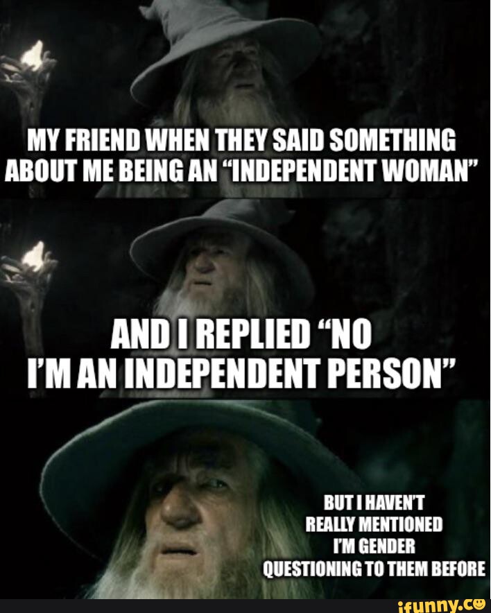 MY FRIEND WHEN THEY SAID SOMETHING ABOUT ME BEING AN "INDEPENDENT WOMAN ...