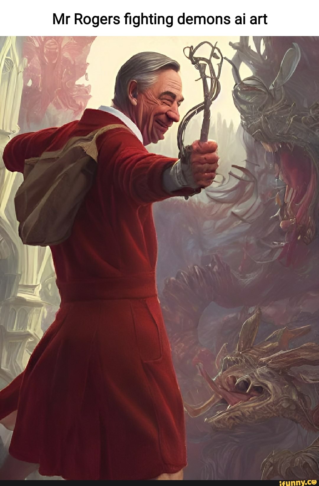 Mr Rogers fighting demons ai art - iFunny