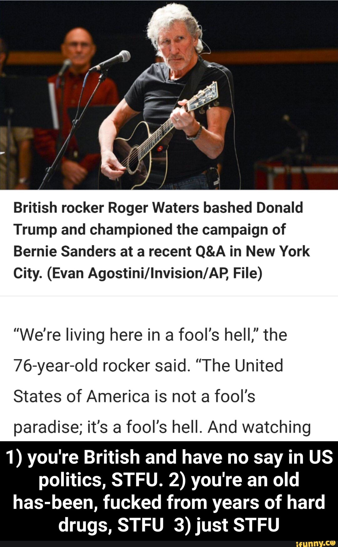 British rocker Roger Waters bashed Donald Trump and championed the ...