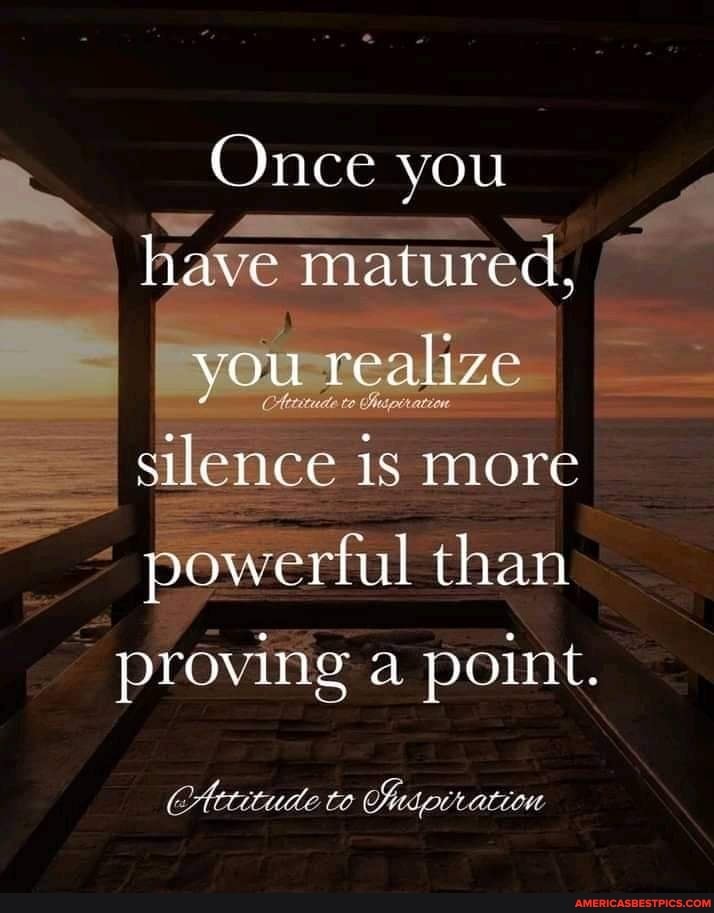 Once you ave matured, you realize silence is more powerful than proving ...