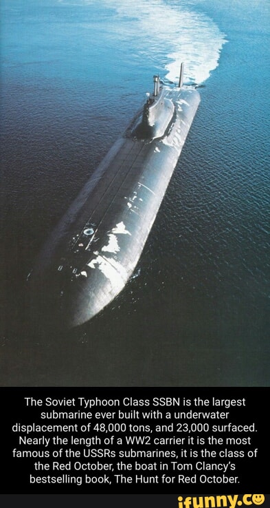 The Soviet Typhoon Class SSBN is the largest submarine ever built with ...