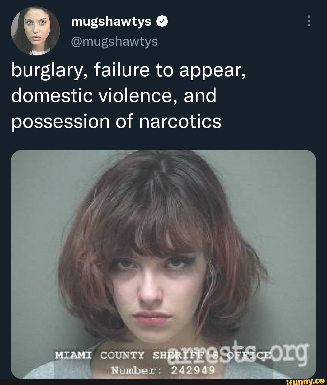 Mugshawtys @mugshawtys burglary, failure to appear, domestic violence ...