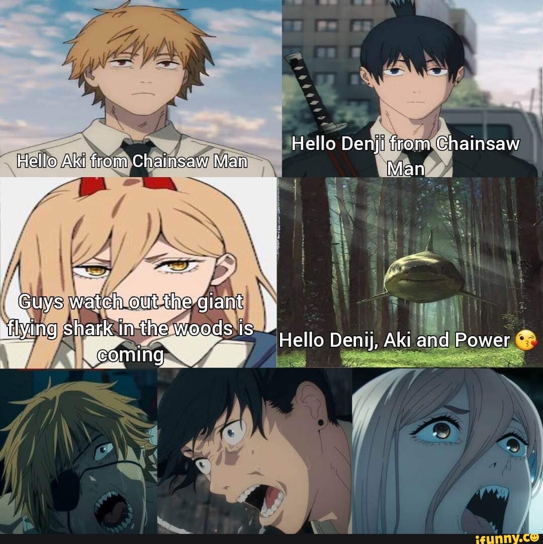 Hello Denji from Chainsaw Hello Aki from Chainsaw Man Man ying shark in ...