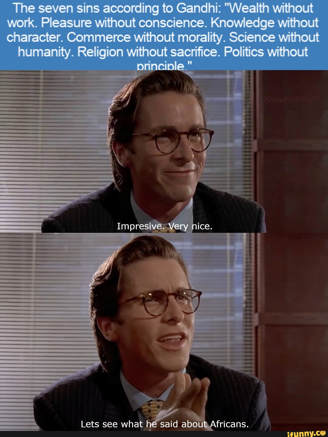 The seven sins according to Gandhi: "Wealth without work. Pleasure ...