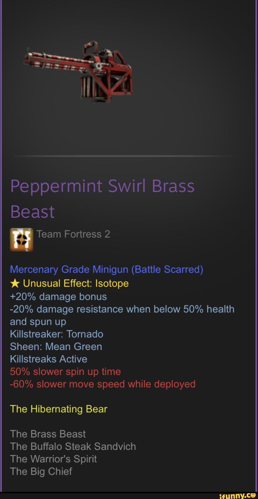 Peppermint Swirl Brass Beast Team Fortress 2 Mercenary Grade Minigun ...