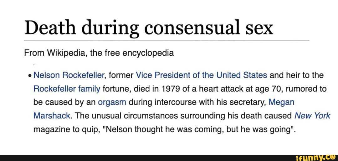 Death during consensual sex From Wikipedia, the free encyclopedia ...