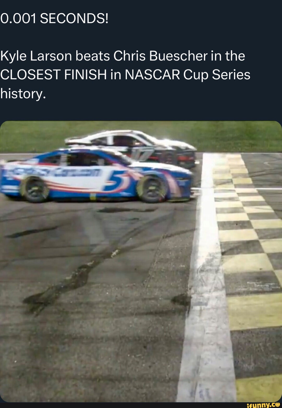 0.001 SECONDS! Kyle Larson beats Chris Buescher in the CLOSEST FINISH ...