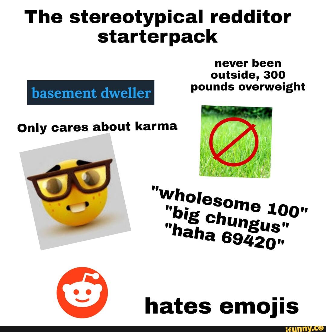 The stereotypical redditor starterpack never been outside, 300 pounds ...