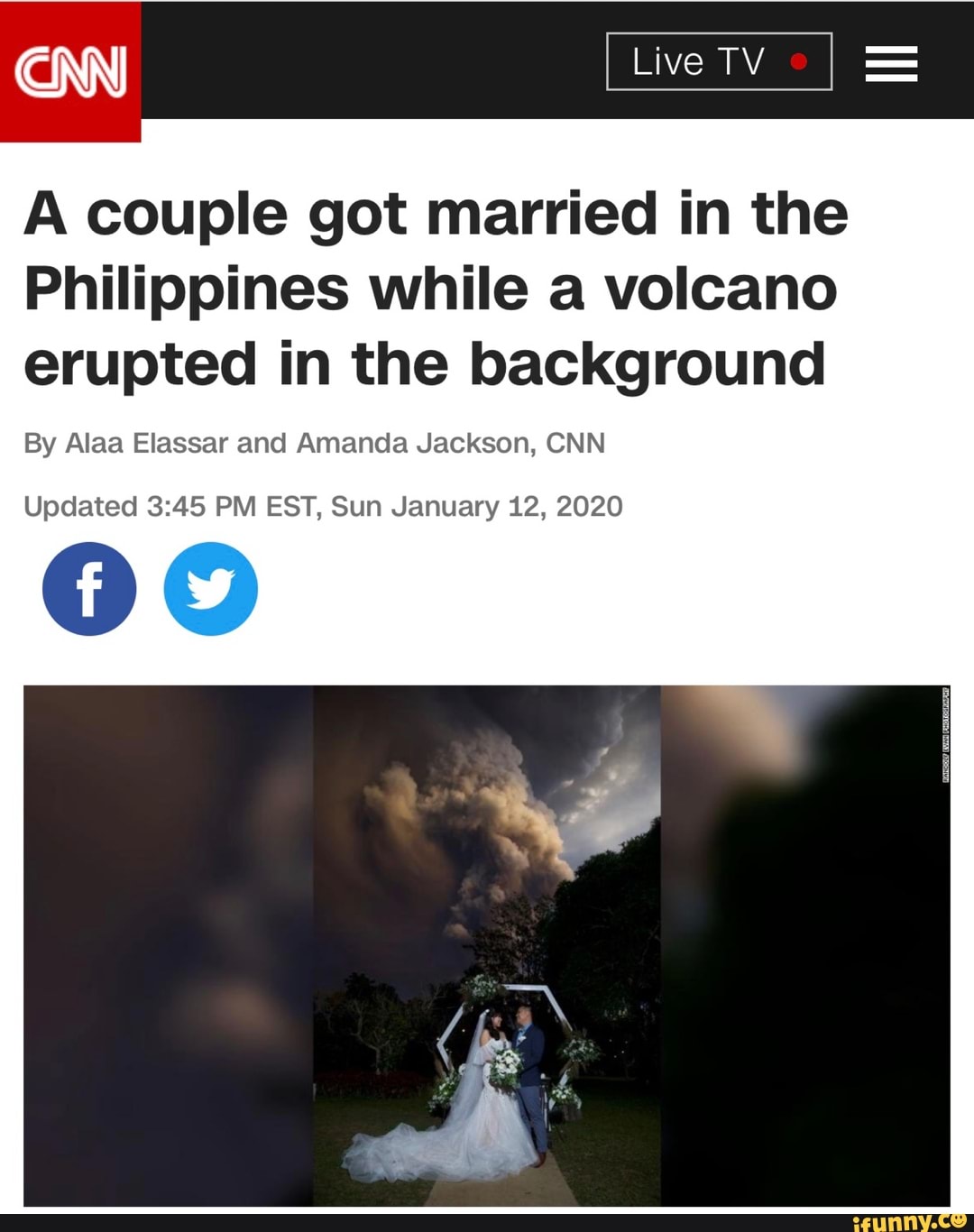 A couple got married in the Philippines while a volcano erupted in the ...