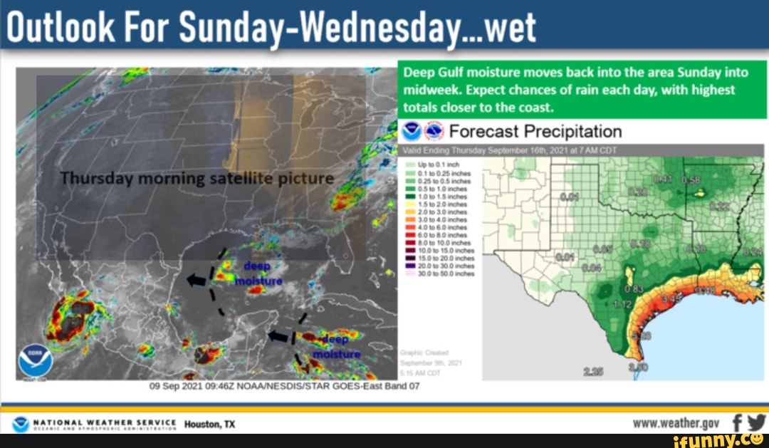 Outlook For ..wet Deep Gulf moisture moves back into the area Sunday ...