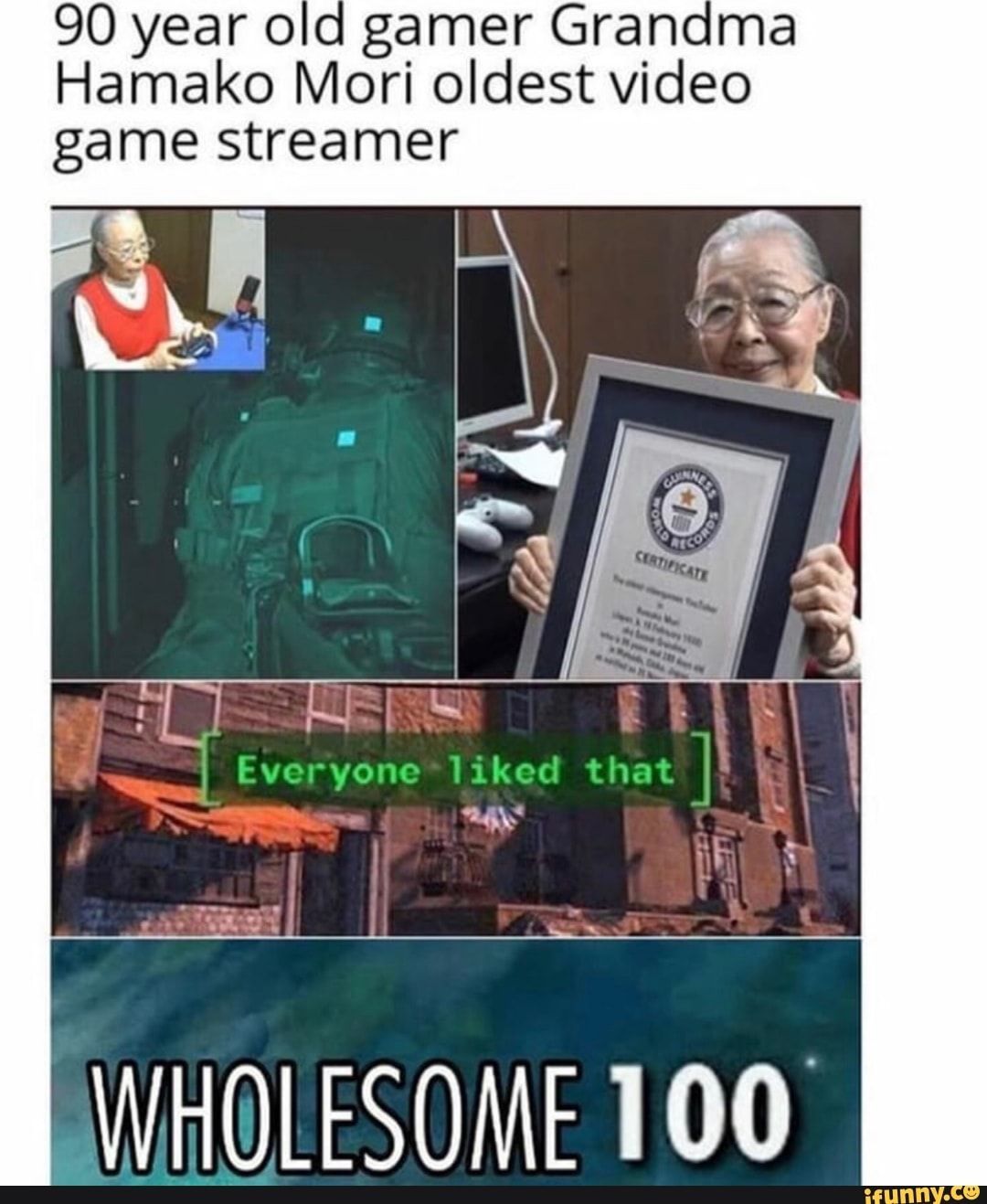 Hamako Mori oldest video game streamer WHOLESOME 100 - iFunny