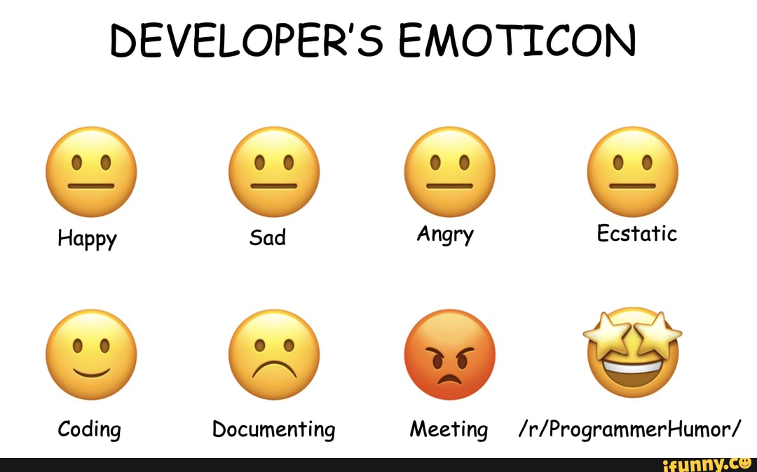 DEVELOPER'S EMOTICON Happy Sad Angry Ecstatic SS Coding Documenting ...