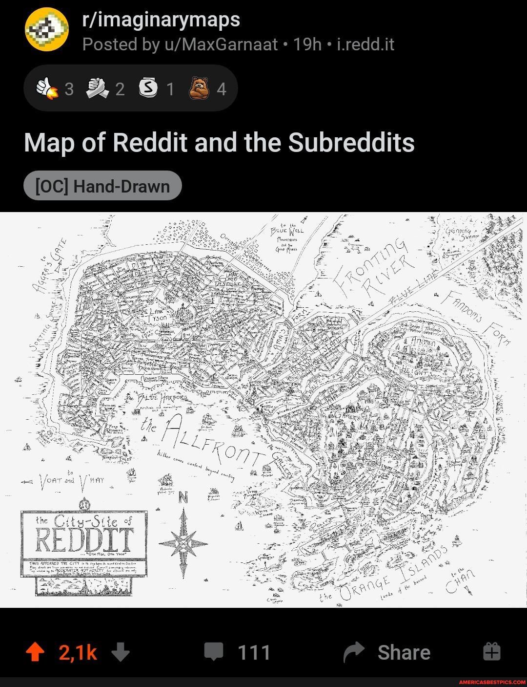 Posted by i.redd.it Bi as Map of Reddit and the Subreddits [OC] Hand ...