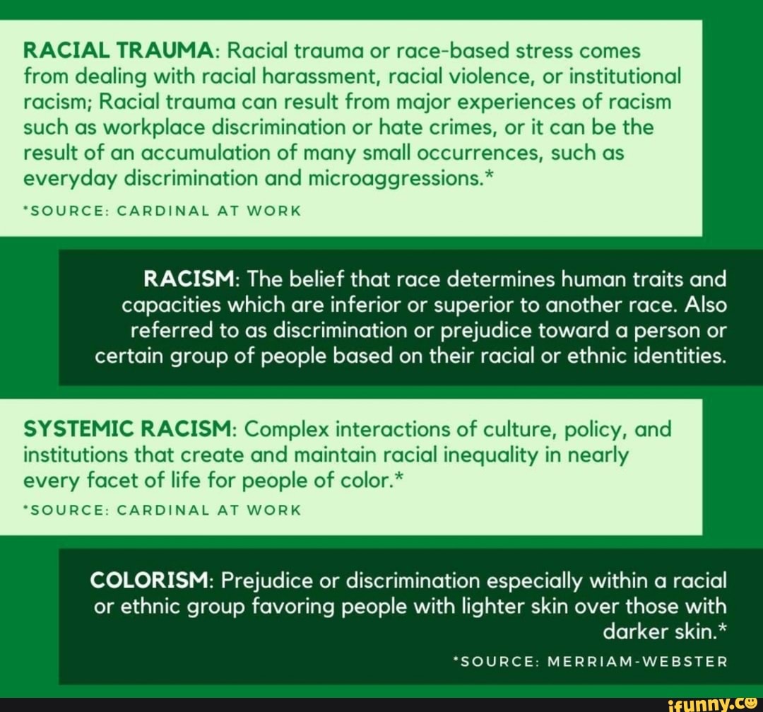 RACIAL TRAUMA: Racial trauma or race-based stress comes from dealing ...