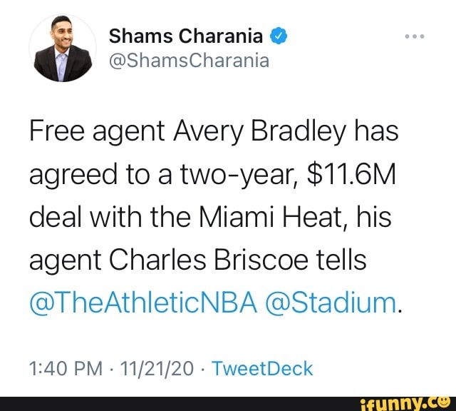 Free agent Avery Bradley has agreed to a two-year, $11.6M deal with the ...