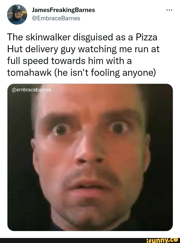 The skinwalker disguised as a Pizza Hut delivery guy watching me run at ...