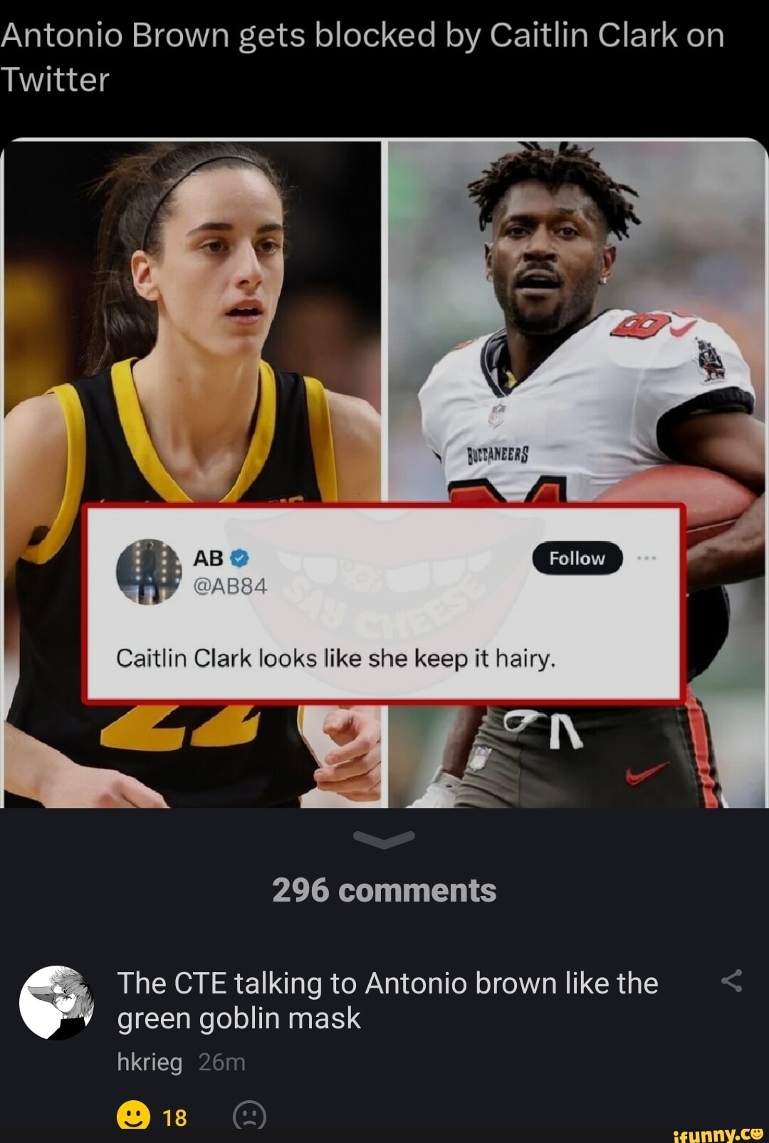 Antonio Brown gets blocked by Caitlin Clark on Twitter AB Follow BS ...