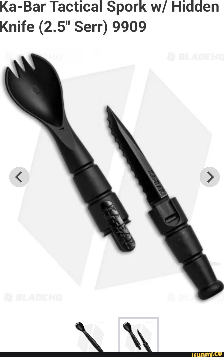 Ka-Bar Tactical Spork w/ Hidden Knife (2.5" Serr) 9909 - iFunny