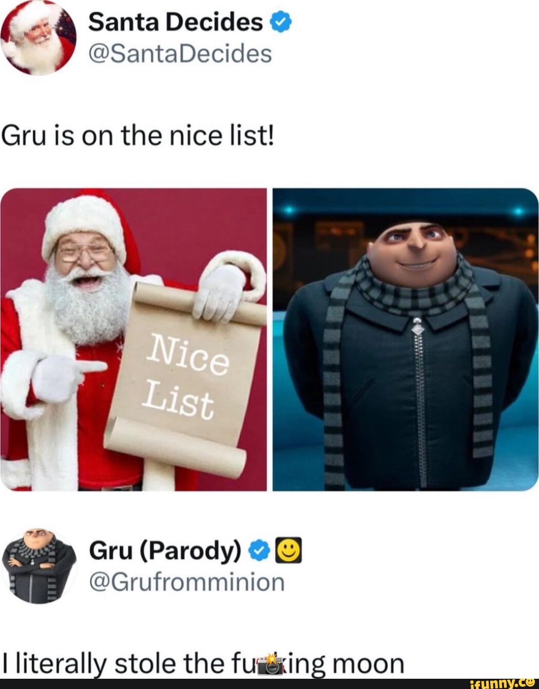 Santa Decides Gru is on the nice list! Gru (Parody) @Grufromminion I ...