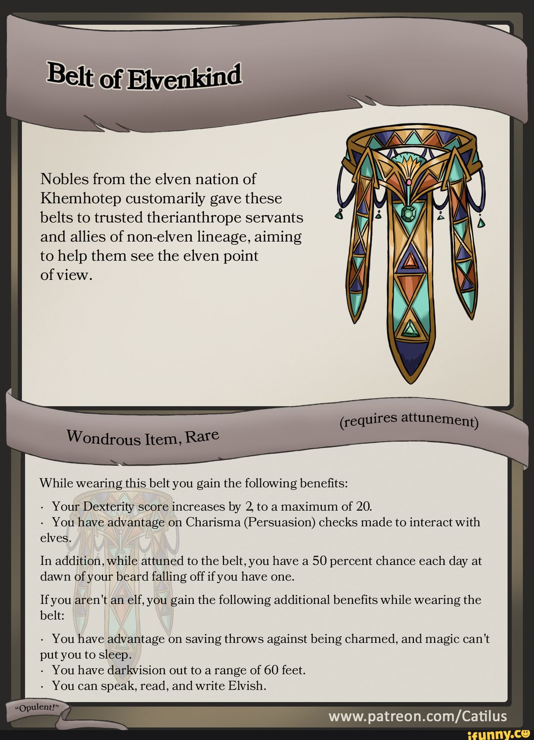 Belt of Elvenkind Nobles from the elven nation of Khemhotep customarily ...