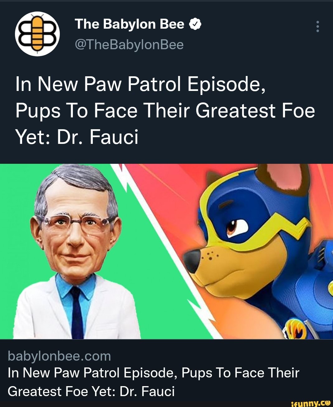 The Babylon Bee @ @TheBabylonBee In New Paw Patrol Episode, Pups To ...