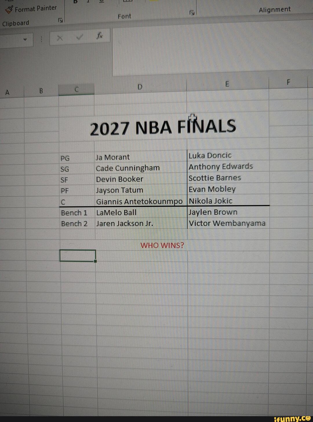 2027 NBA EINALS pbeard PG Ja Morant Luka Doncic Cade Cunningham Anthony ...