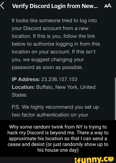 Verify Discord Login from New. It looks like someone tried to log into ...