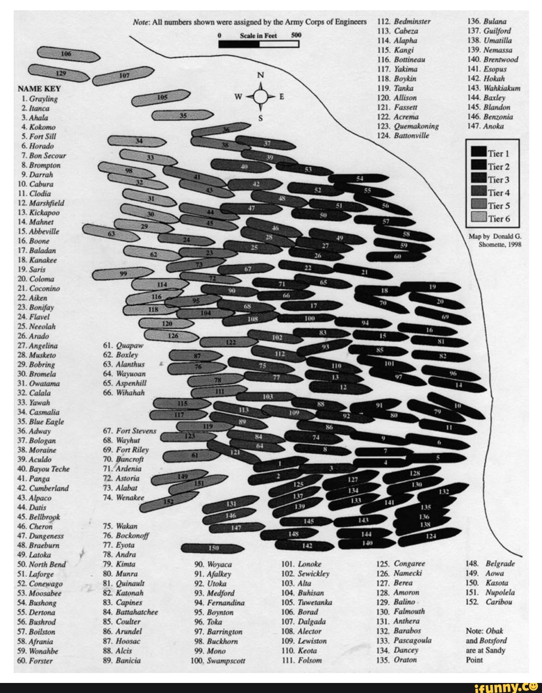 Map of sunken ships in Mallows Bay, MD. Source: "The 'Ghost Fleet' of ...