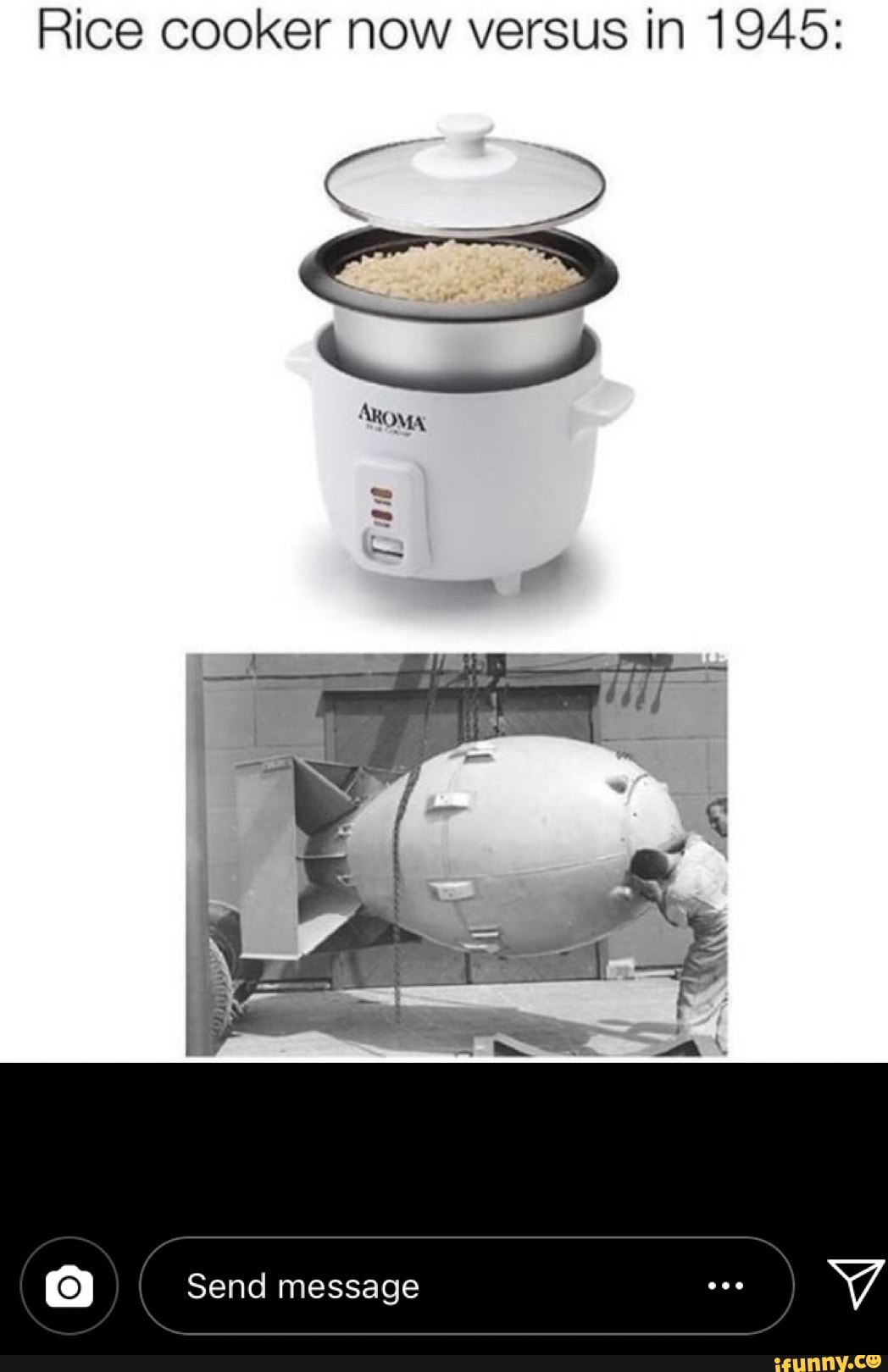 Rice cooker now versus in 1945: - iFunny