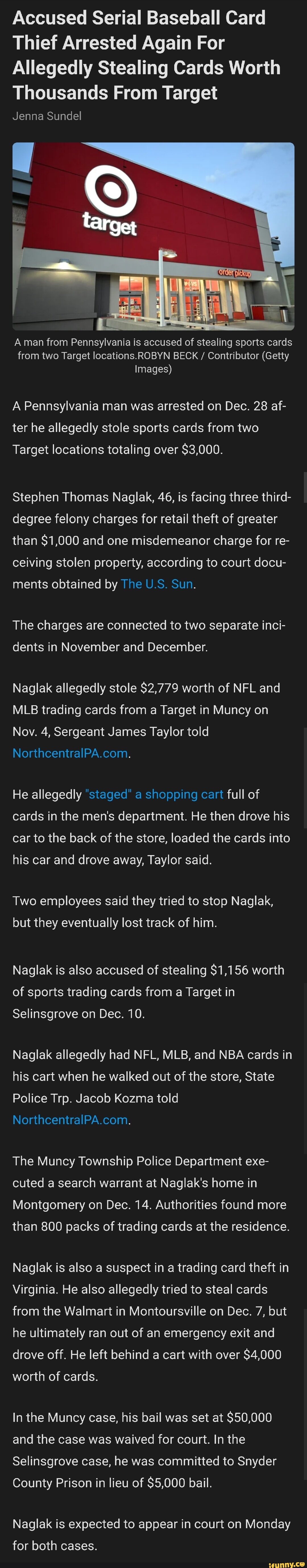 Accused Serial Baseball Card Thief Arrested Again For Allegedly ...