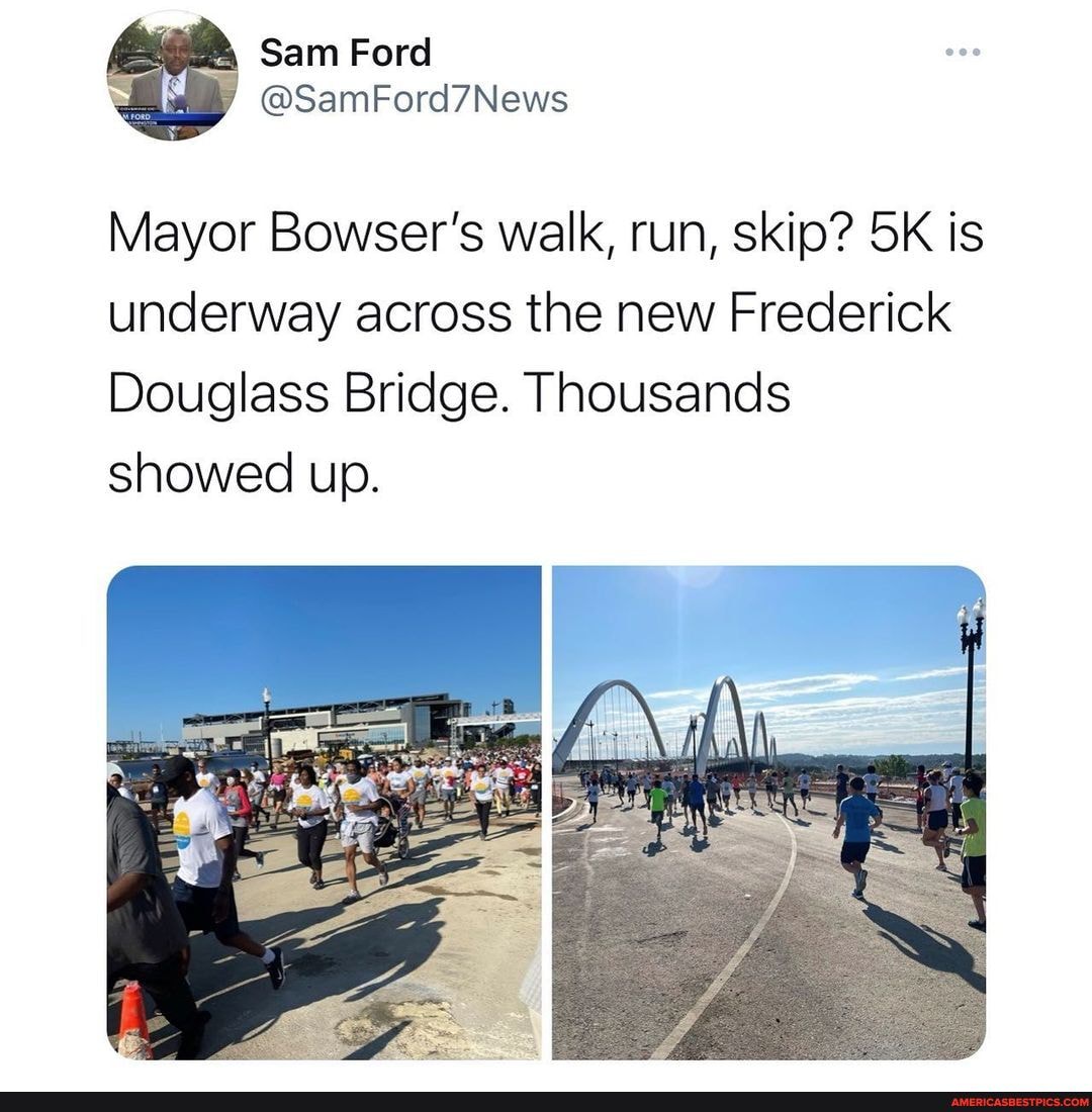 . Sam Ford @SamFord7News Mayor Bowser's walk, run, skip? SK is underway across the new Frederick ...