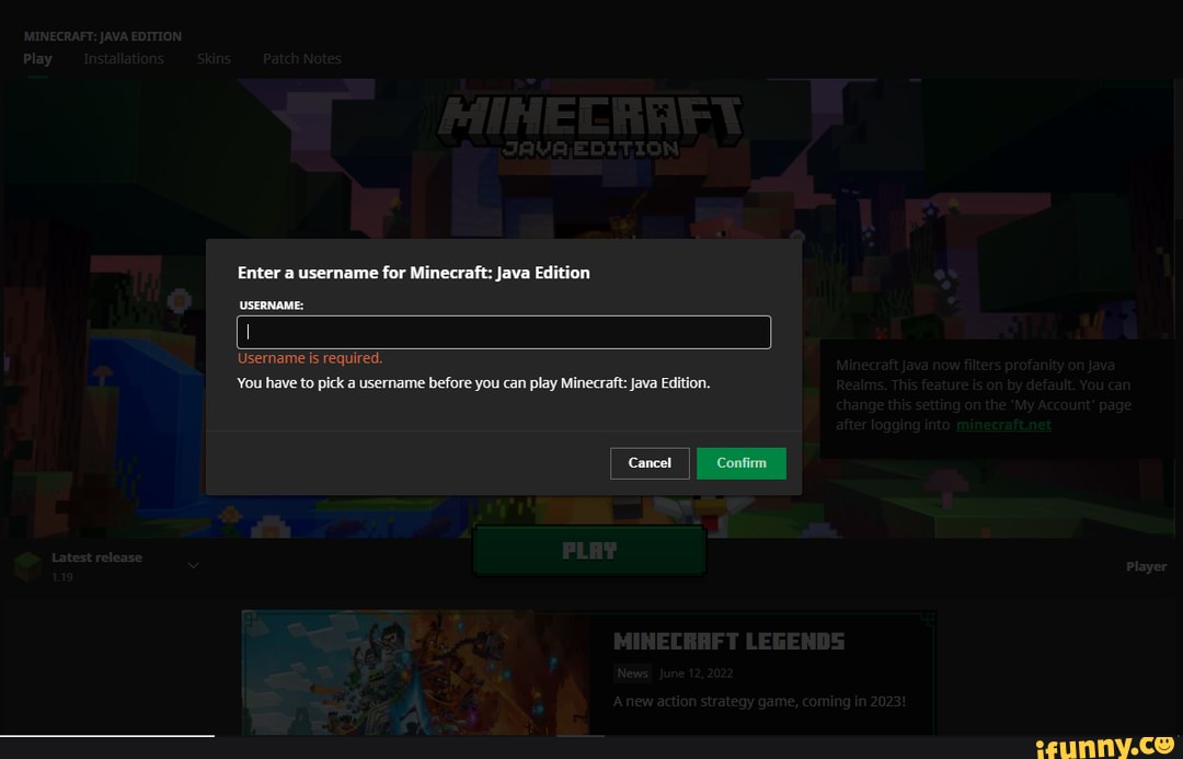 EDITION Enter a username for Minecraft: Java Edition Username is ...