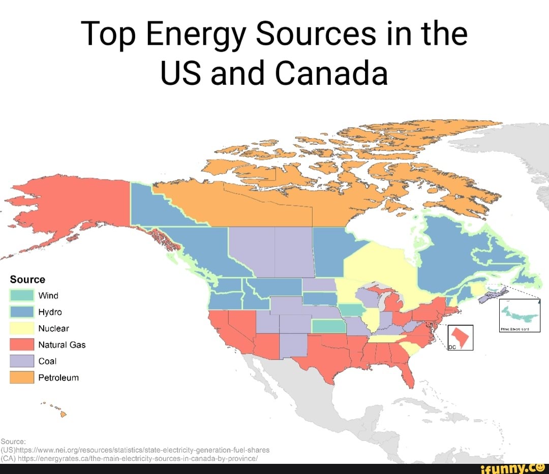 Top Energy Sources in the US and Canada Source wine Hydro Nuclear ...