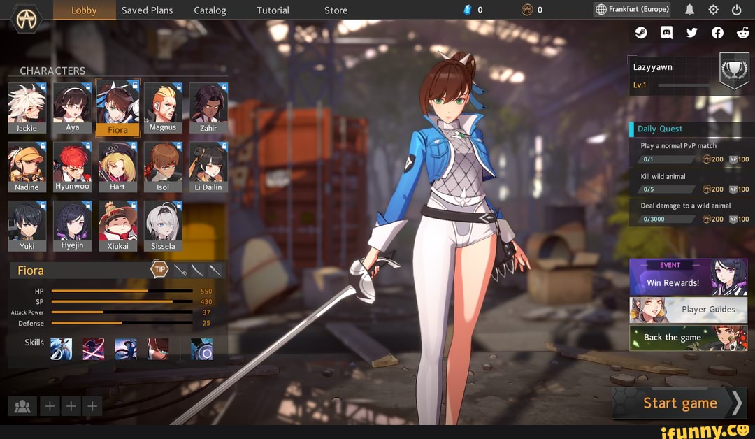 Lobby Saved Plans Catalog Tutorial Tutorial CHARACTERS Jackie Aya I Ne @ Yuki Hyejin Xiukai ...