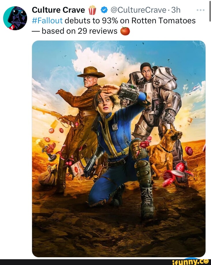 Culture Crave @ @CultureCrave #Fallout debuts to 93% on Rotten Tomatoes ...