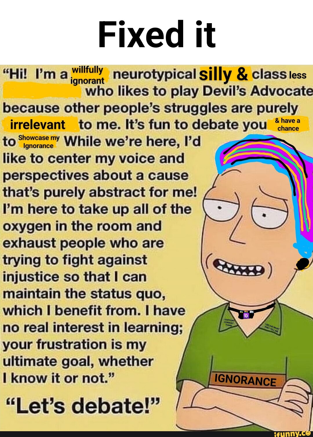 Fixed it "Hi! Pma neurotypical silly & class tess who likes to play ...