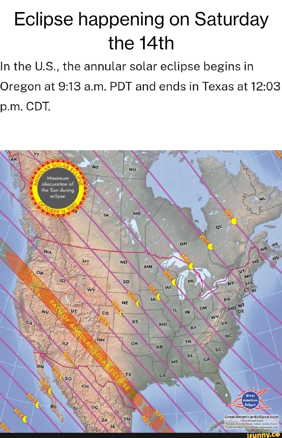 Eclipse happening on Saturday the 14th In the U.S., the annular solar ...