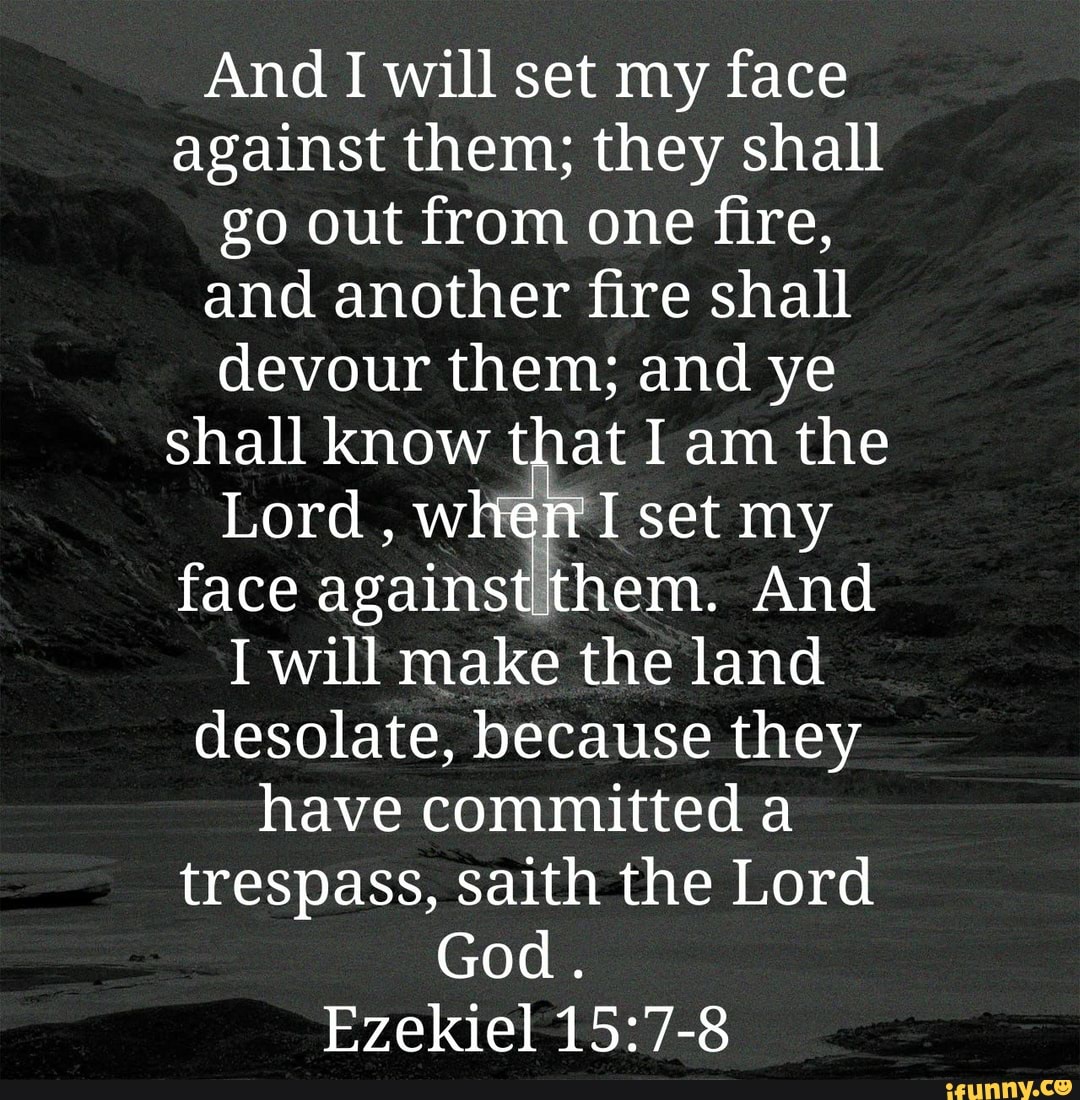 And I will set my face against them; they shall go out from one fire ...