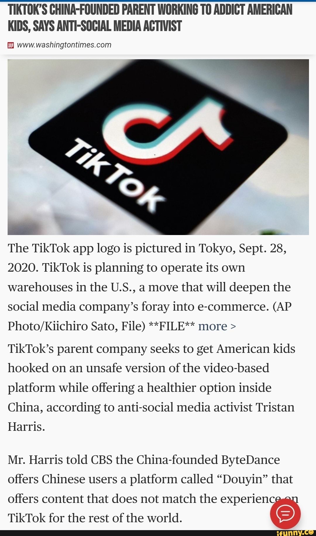 TIKTOK'S CHINA-FOUNDED PARENT WORKING TO ADDICT AMERICAN KIDS, SAYS ...