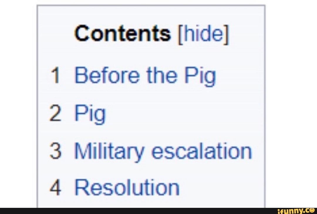 Contents [hide] 1 Before the Pig NM Pig 3 Military escalation 4 ...
