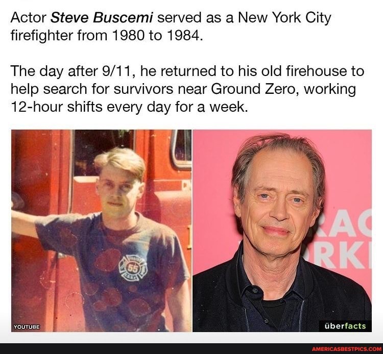Actor Steve Buscemi served as a New York City firefighter from 1980 to ...