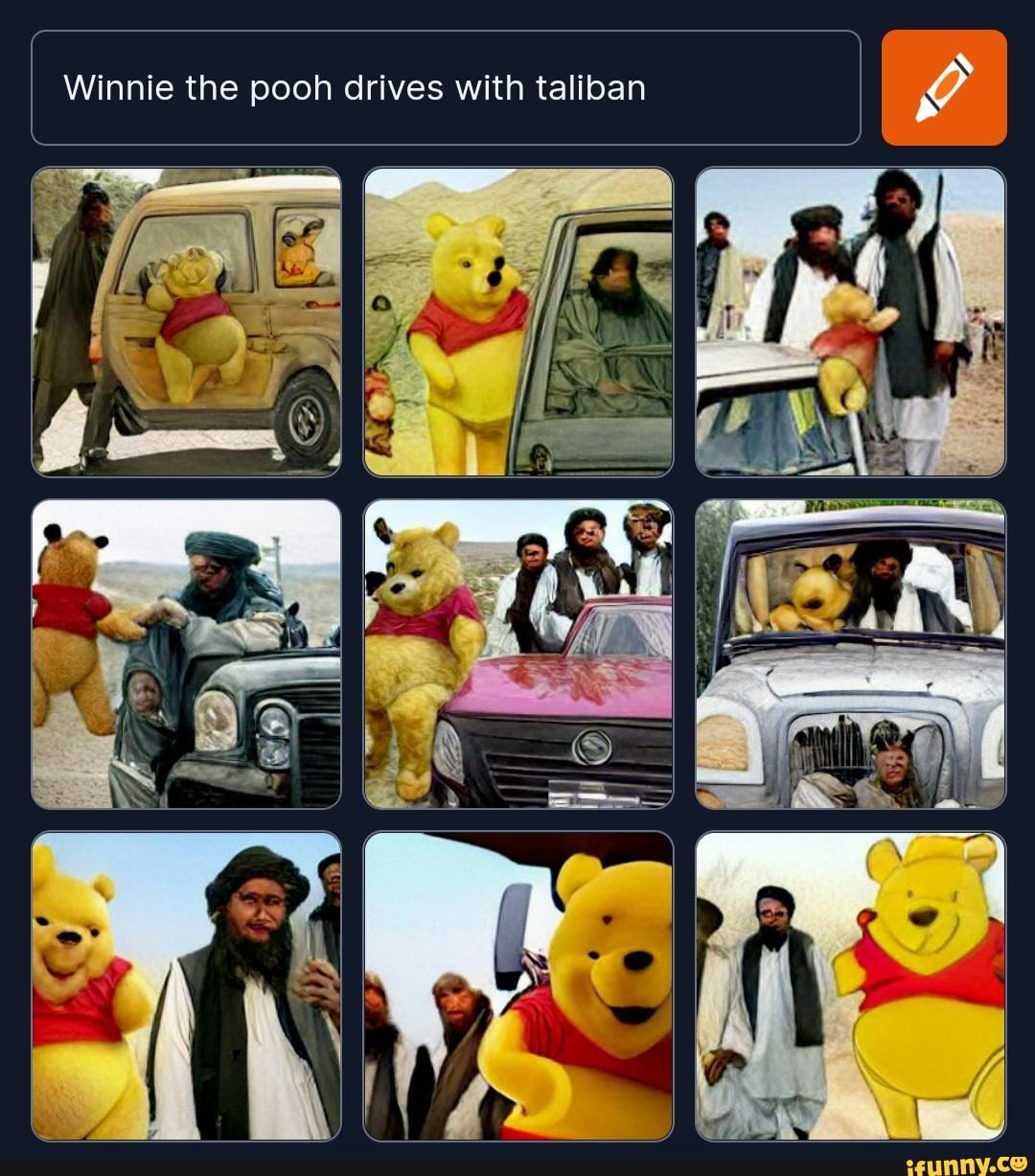 Winnie the pooh drives with taliban - iFunny
