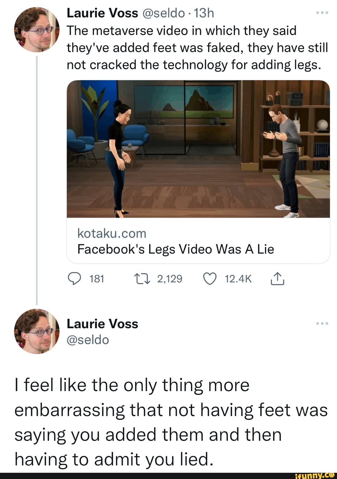 Laurie Voss @seldo The metaverse video in which they said they've added ...