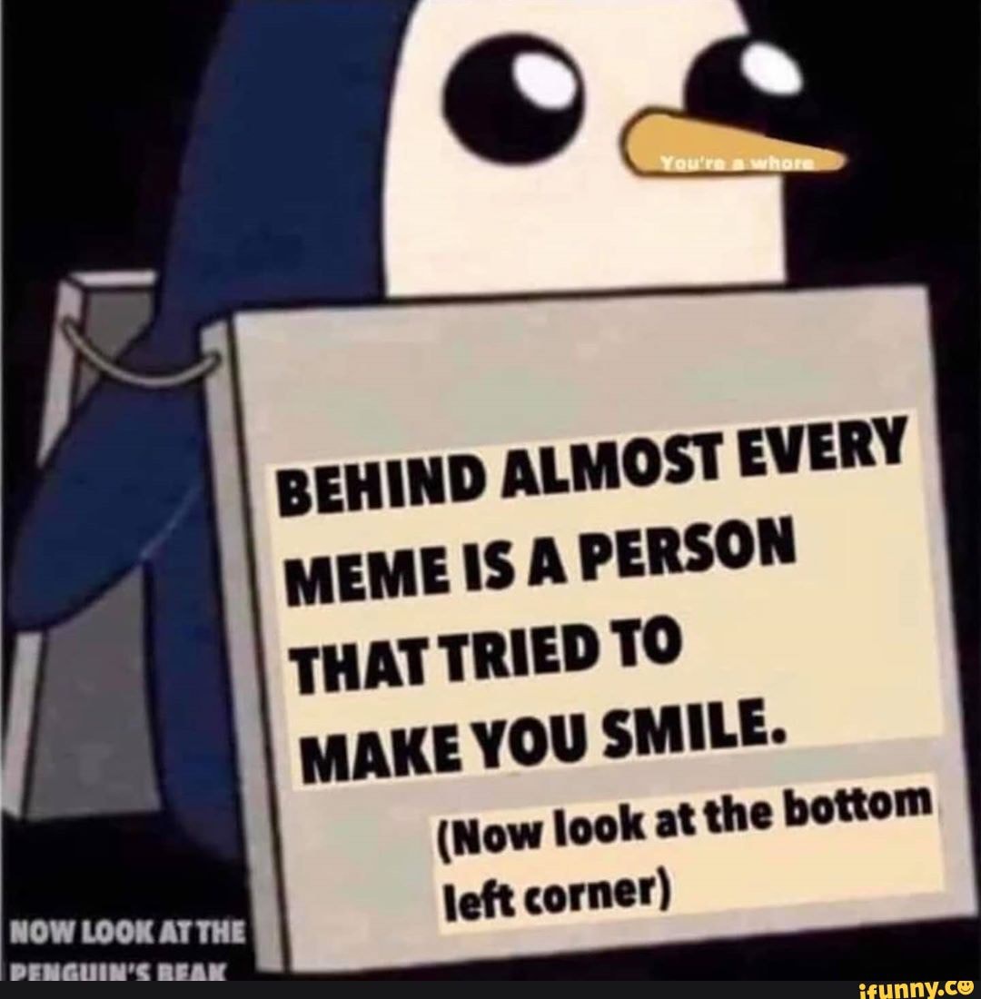 BEHIND ALMOST EVERY MEMEISA PERSON THAT TRIED TO MAKE YOU SMILE. (Now ...