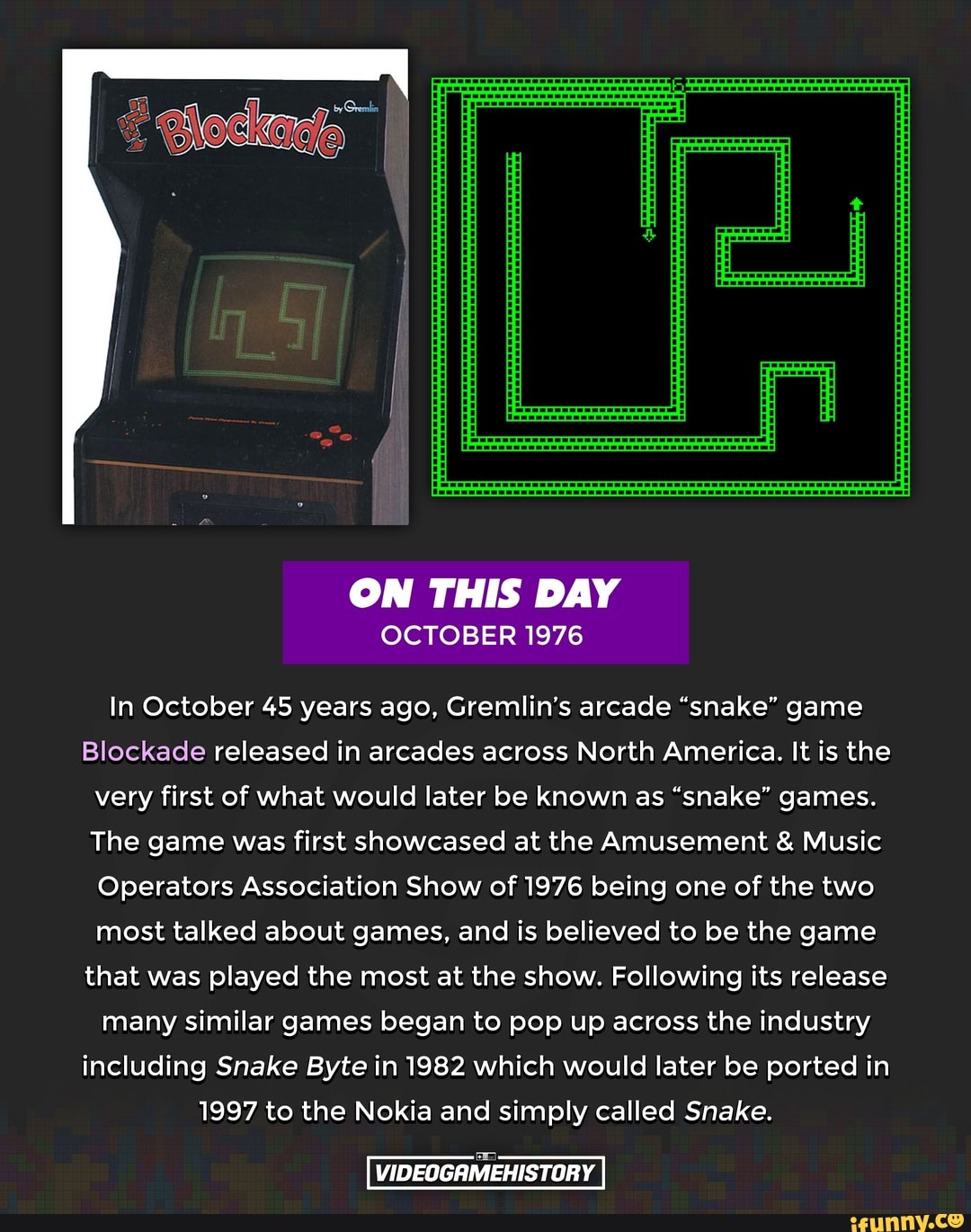 ON THIS DAY OCTOBER 1976 In October 45 years ago, Gremlin's arcade ...