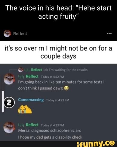 The voice in his head: "Hehe start acting fruity" it's so over rn I ...