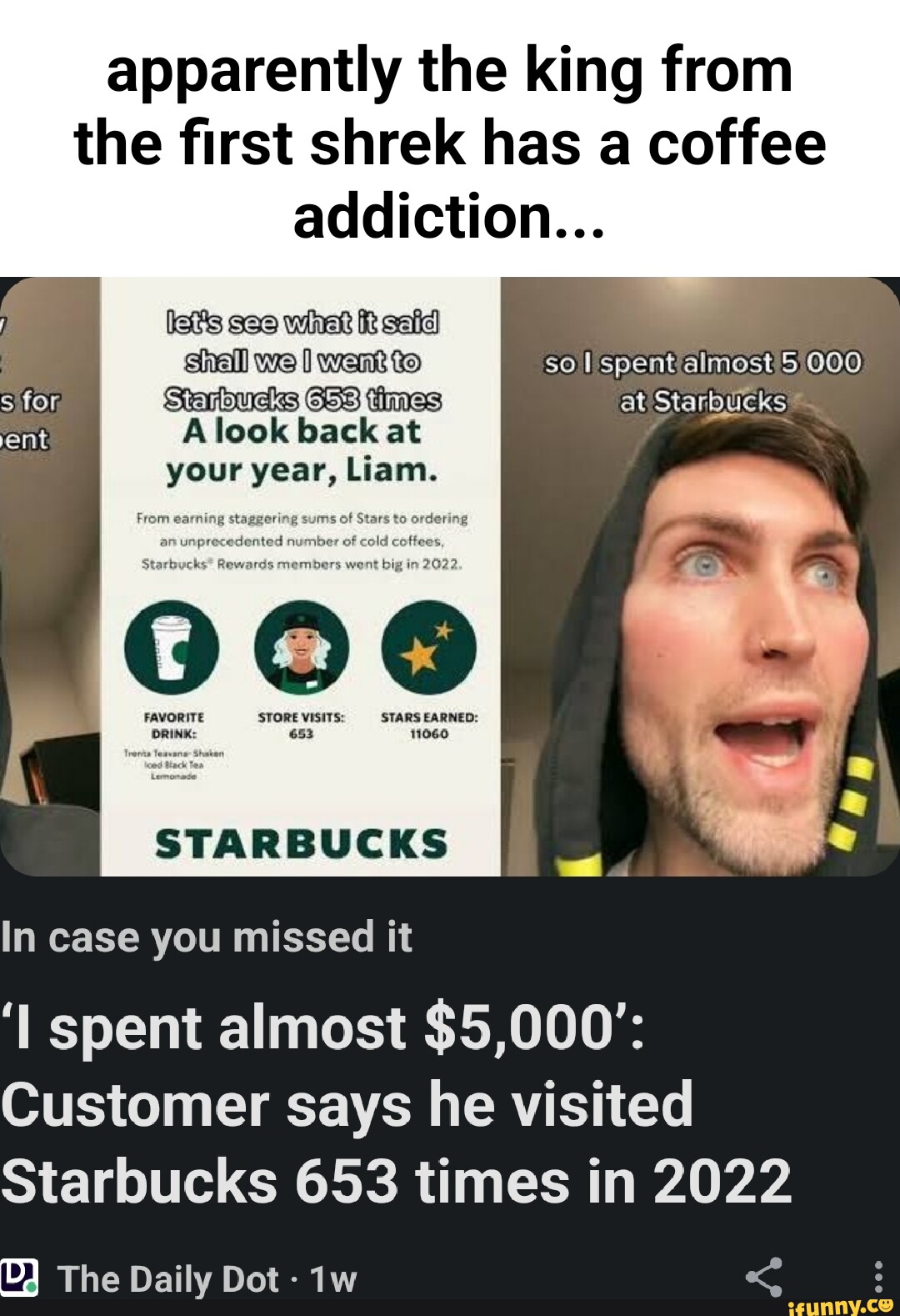 Apparently the king from the first shrek has a coffee addiction... seo ...