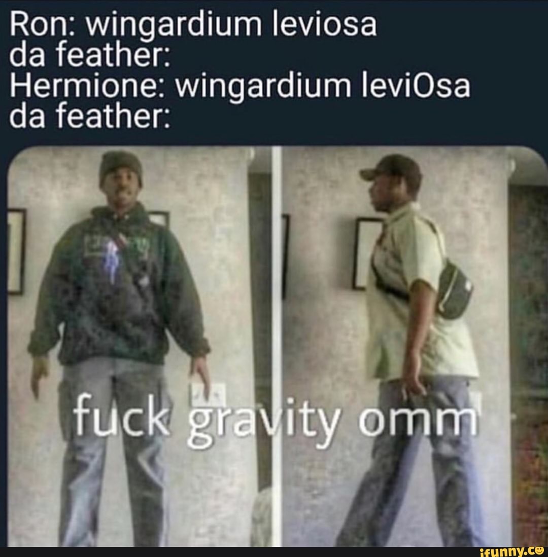 Ron: wingardium leviosa da feather: . _ Hermione: wmgardlum leviOsa da ...