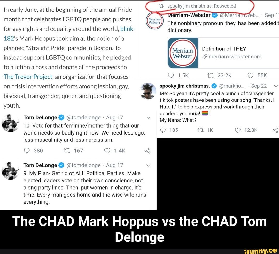 The CHAD Mark Hoppus vs the CHAD Tom Delonge - iFunny